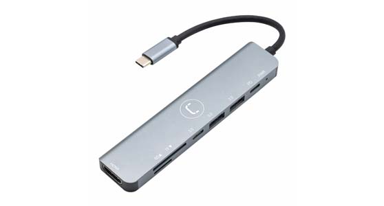 Hub Unno Tekno 7 Puertos HB1107SV USB-C Plateado | Imeqmo.com